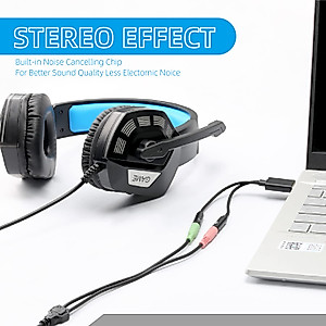 EBEETECH USB to Dual 3.5mm Audio Jack Adapter, Mic-Supported Headphone Adapter for Two Headphones, Speakers to Laptop, with 3-Pole 3.5mm Jack Audio Cables (20cm&100cm) [3 Pack], Black