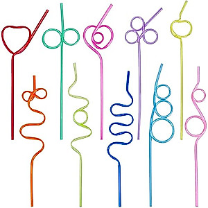 Tomnk 60pcs Crazy Straws Silly Colorful Drinking Straws Fun Varied Twists Straws for Kids, Birthday Party
