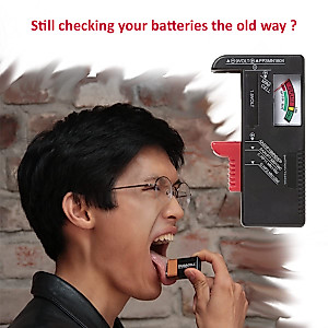 electromott Universal Battery Power Tester - household all kinds of batteries life meter for AA AAA C D 9V 1.5V Button Cell Batteries with Storage Pouch