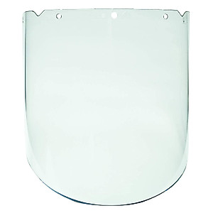 MSA 10115844 V-Gard Visor - Elevated Temperature, Polycarbonate (PC), Clear Tint with Antifog/Antiscratch Coating, Molded, 9.25" x 17" x 0.098", Heavy Duty, Replaceable Eye Protection for Hard Hat
