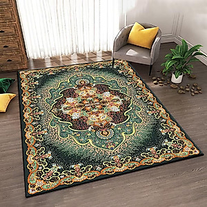 Soyalie Traditional Classic Rugs for Hallway Gold Green Indoor Door Mat Boho Chic Floral Area Rug Rectangular Floor Mats 2'x3'