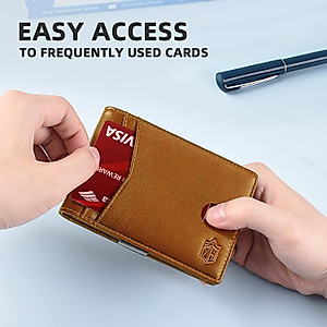 Zitahli Slim Wallet for Men Gifts 12 Card Slots ID Window With Money Clip Minimalist RFID Front Pocket Bifold Leather Small Thin Gift Box Dad Birthday Christmas Regalos Hombres