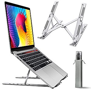 FOBELEC Laptop Stand, Adjustable Ergonomic Portable Aluminum Laptop Holder, Foldable Computer Stand 6 Angles Anti-Slip Laptop Riser Compatible with 9-16 inch Laptops
