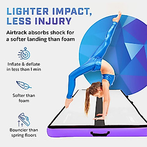 AirTrack 16’ Pro Inflatable Gymnastics Mat with Air Pump | Extra Large Tumbling Mat | Compact Home Gym Exercise Equipment | 5ft x 16ft x 8 Inch Thick Tumbling Air Mat