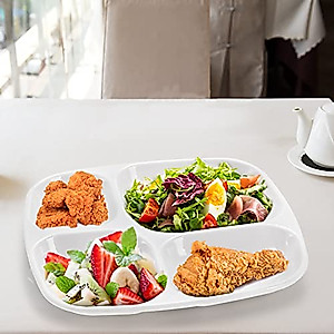Dicunoy 8 PCS Divided Meal Tray, 10 Inch Melamine Dinner Plates for Adults, Sectional 4 Compartments Portion Control Plate Reusable Serving Platter for Salad, Noodles, Kids, Camping, Picnics