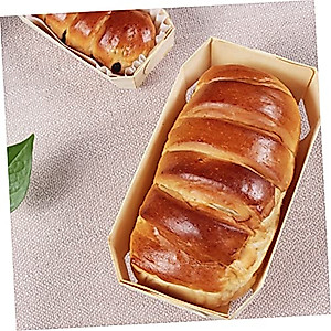 Hemoton 10pcs Wooden Toast Box Disposable Baking Pan Donut Mold Tray Mold Paper Bread Pan Toast Baking Pans Rectangular Bread Pan Western Dessert Mold Durable Cake Molds Oven Bakeware Food