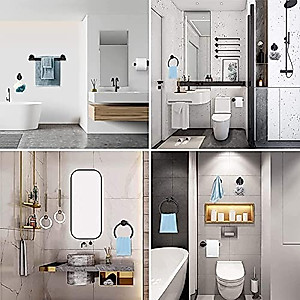 Cilee 2 Pieces Matte Black Bathroom Towel Bar, 24 Inch Double Towel Racks,Bathroom Towel Holder Towel Hanger for Bathroom Stainless Steel Wall Mount