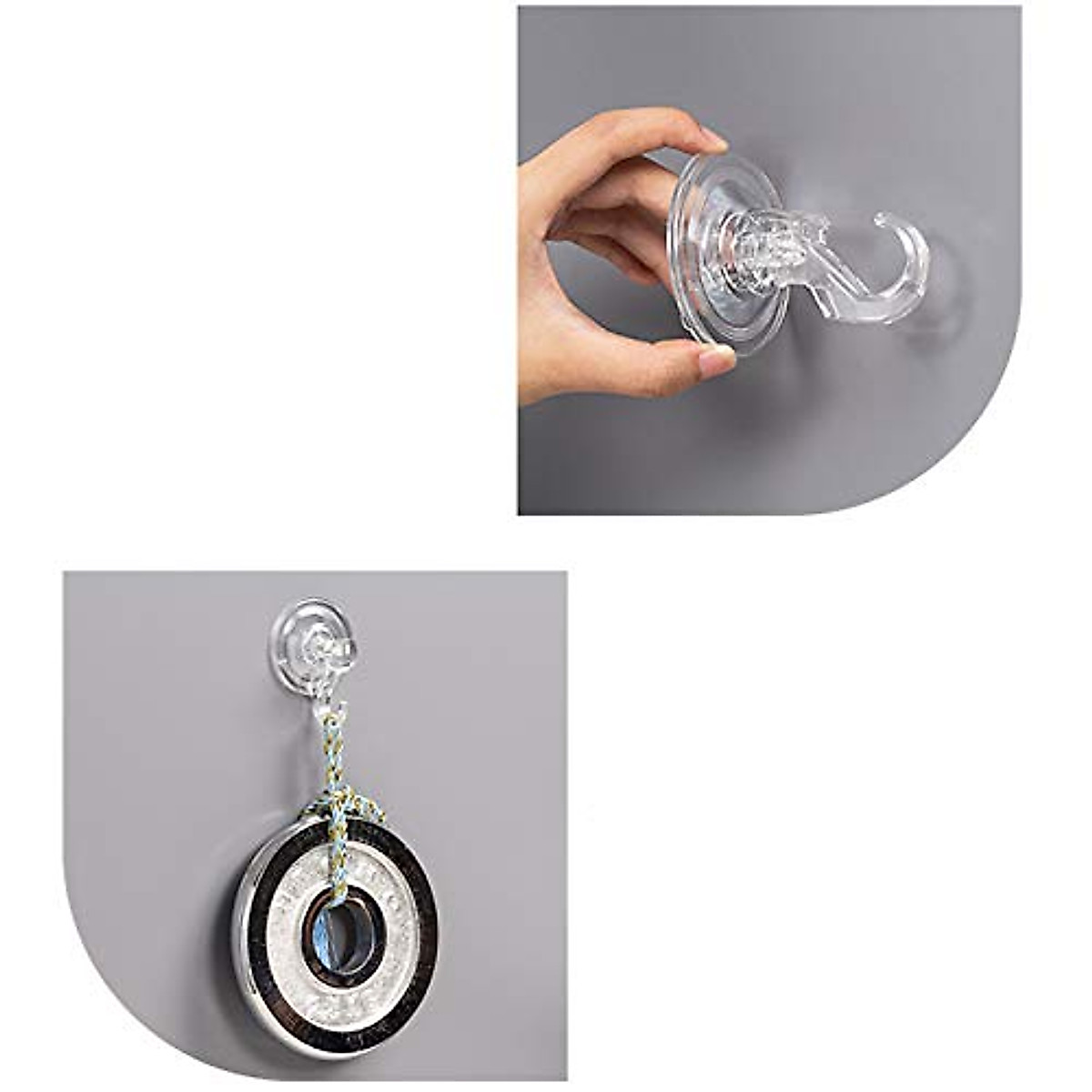Suction Cup Hooks with Key Lock, Heavy Duty Vacuum Shower Suction Cup Hook Wall Door Glass Window Bathroom Kitchen Suction Wreath Hanger,Clear,2Pcs