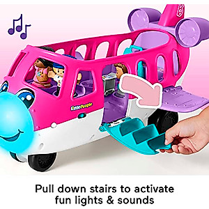 Fisher-Price Little People Barbie Toddler Toy Little Dream Plane with Lights Music & Figures for Pretend Play Ages 18+ Months