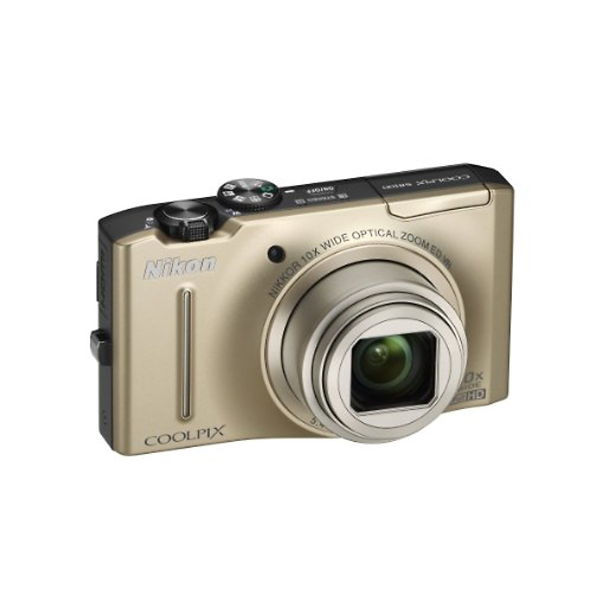 Nikon Coolpix S8100 12.1 MP CMOS Digital Camera with 10x Zoom-Nikkor ED Lens and 3.0-Inch LCD (Gold)