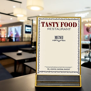 Maitys 26 Pieces Acrylic Gold Frames Sign Holde, Double Sided Gold Picture Frame with Vertical Stand for Wedding Table Number Holder, Menu Holder, Photos and Art Display