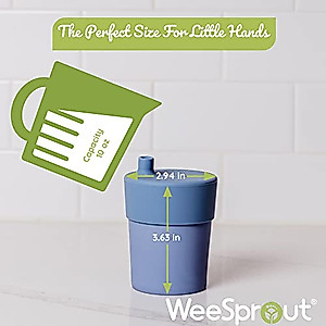 WeeSprout Bamboo Grow-With-Me Sippy Cups, Set of four 10 oz Kids Cups, Double as Baby Sippy Cups & Toddler Cups, Made With All Natural Bamboo & 100% Silicone, Bite Spout Design, Dishwasher Safe