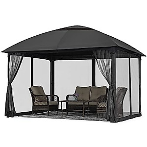 MASTERCANOPY Soft Top Outdoor Garden Gazebo for Patios with Netting Walls (10x10, Dark Gray)