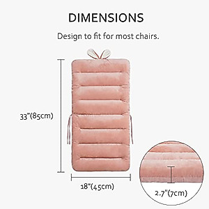 ELFJOY Desk Chair Cushion 85cm Office Chair Cushion Seat Cushion with Back Support Lounger Cushion with Fixing Band (Pink) 85×45cm
