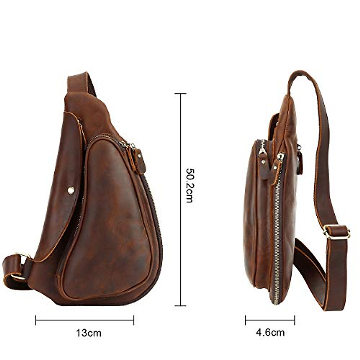 Leathario Men's Leather Sling bag Chest bag One shoulder bag Crossbody Bag Backpack for men