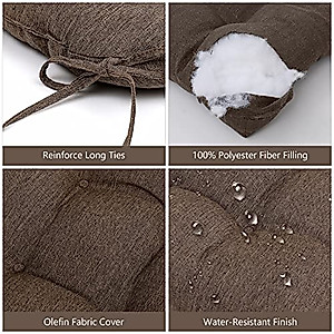 RACE LEAF 19" x 19" Patio Chair Seat Pads Brown - Outdoor/Indoor Patio Cushions Set of 2 - Replacement Cushions for Chairs and Seating - Olefin Seat Pads for Porch, Deck, and Garden Seats