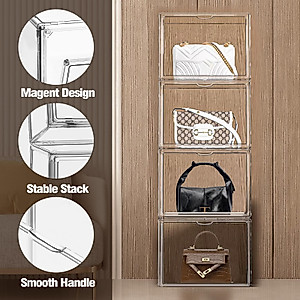 DAYOOH Acrylic Shoe Boxes Clear Stackable Sneaker Storage for Sneakerheads Display Case Shoe Storage Boxes with Magnetic Door Handbag Storage Shoe Organizer, 1 Pack Size 14