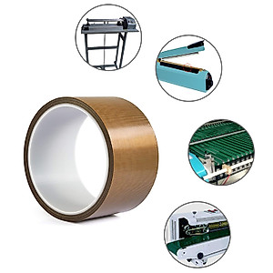 Gdrtwwh High Temperature Tape for Vacuum Sealer Machine,Hand Impulse Sealers-Teflon Tape/PTFE Fabric Tape Fits FoodSaver,Seal A Meal, Weston,CabellaSeal (1/2 inch x 33 Feet x 0.13mm)