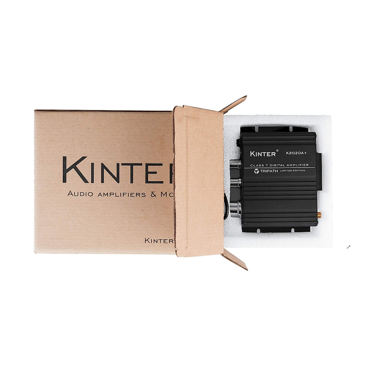 Kinter K2020A+ Limited Edition Original Tripath TA2020-020 Class-T Hi-Fi Audio Mini Amplifier with 12V 5A Power Supply Black