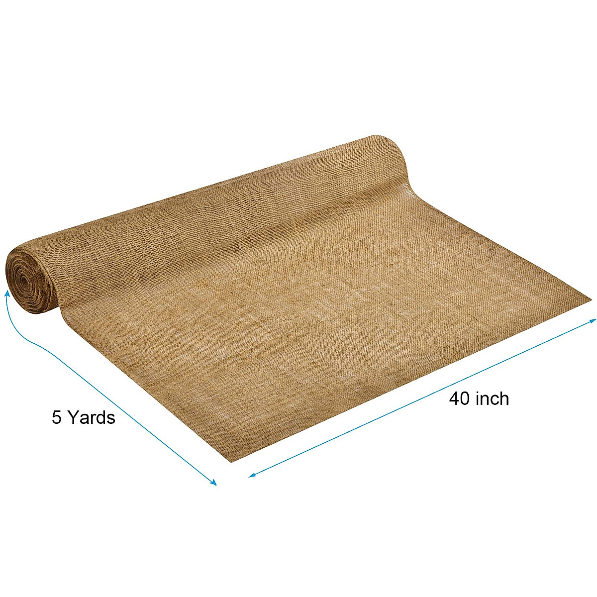 Natural Burlap Fabric BUR40-5YDS Burlap, Burlap Jute Fabric for Weddings Table Runner Arts & Crafts Tree Wraps for Winter Placemat (40” Wide x 5 Yards)