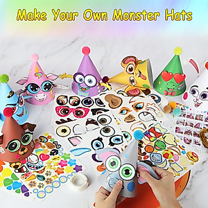 Leyzan Party Hats Birthday Crafts for Kids Activities Kit Make Your Own Animal Monster Paper Fun Hat Party Favor Gifts for Christmas Fiesta New Year