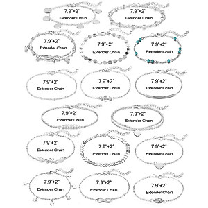 Softones 16Pcs Ankle Bracelets for Women Girls Gold Silver Two Style Chain Beach Anklet Bracelet Jewelry Anklet Set,Adjustable Size