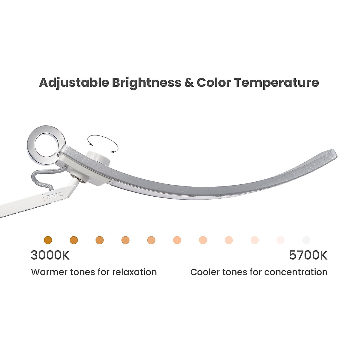 BenQ eReading LED Desk / Task / Swing Arm Lamp: Eye-Care, Auto-Dimming, CRI 95, 13 Color Temperatures, 35” Wide Illumination for Home Office, Bedroom, Living Room (Silver)