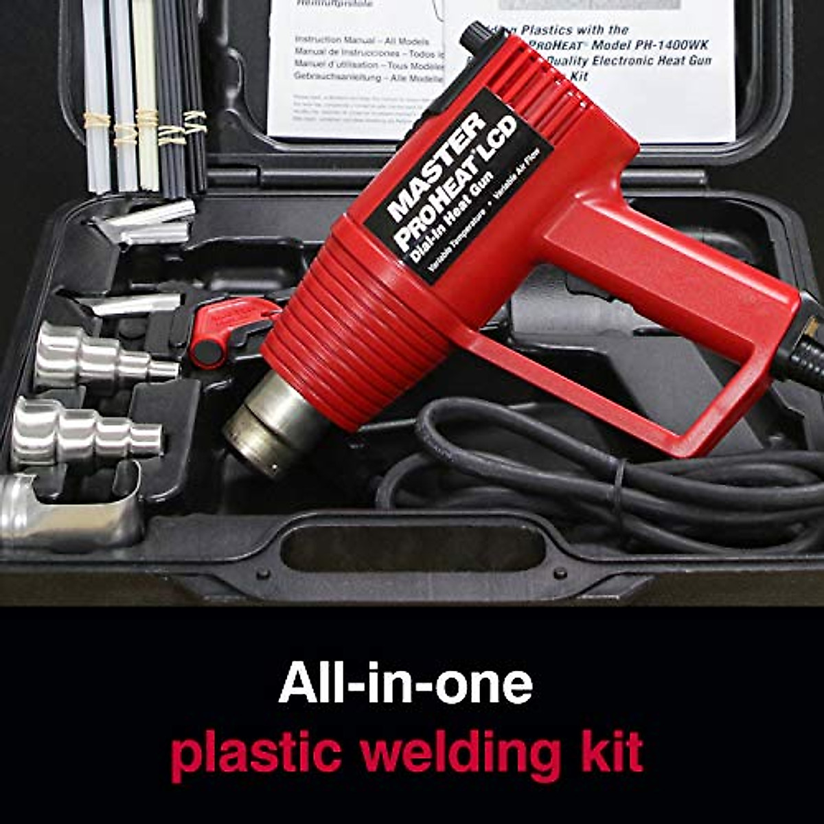 Master Appliance ProHeat Series Plastic Welding Kit with Variable Temp Heat Gun & Starter Welding Rods, 1000-Degree Fahrenheit 120V 1300 Watts