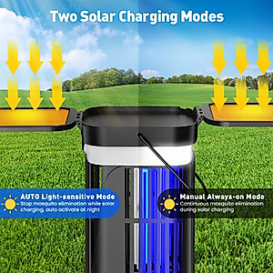 Solar Bug Zapper Outdoor, Zwiran Double Solar Powered Mosquito Zapper, Electric Fly Zapper with Camping Lantern, Waterproof Gnat Zapper, Cordless Mosquito Killer Lamp for Indoor Patio, Backyard, Home