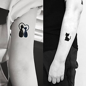 Oottati Small Cute Temporary Tattoo Cats Love Totem (2 Sheets)