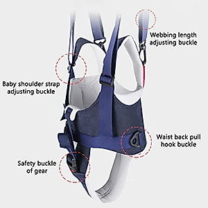 Adaptable Baby Walker Harness with Safety Buckle and Breathable Cushion for Learning to Walk and Reduce Back Stress Suitable for 7-24 Months (Blue)