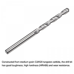 uxcell Solid Carbide Drill Bits, 2.5mm C2/K20 Tungsten Carbide Jobber Drill Bits Straight Shank Drilling Tool for Stainless Steel Aluminum Iron Metal Plastic