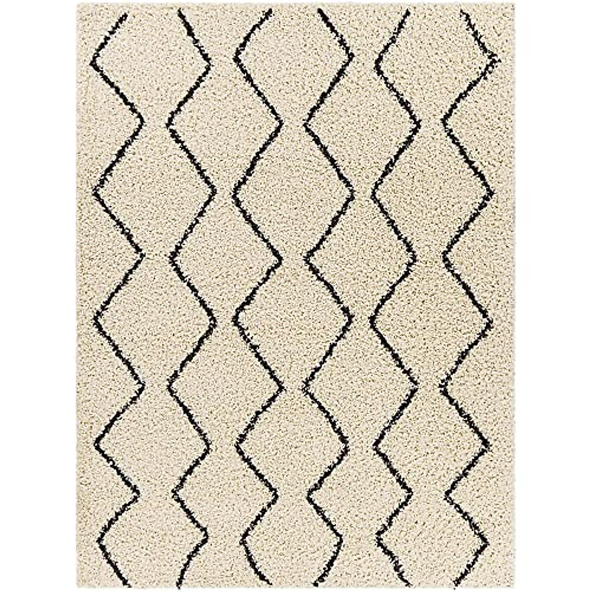 Artistic Weavers Moroccan Soft Kasey Shag Area Rug,5'3" x 7',Cream/Charcoal