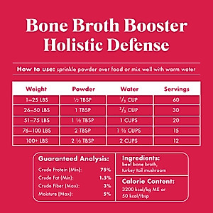 King Lou Pets - Bone Broth Booster Holistic Defense - Beef Bone Broth Topper - Beef Bone Broth and Turkey Tail Mushroom - Bone Broth for Holistic Immune Defense - Bone Broth for Dogs and Cats