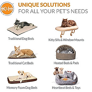 K&H Pet Products Deluxe Kitty Sill w/ Bolster Cat Window Bed, Cat Window Perch for Large Cats, Cat Window Hammock, Cat Window Seat, Window Cat Bed, Cat Perch Cat Hammock –Tan Kitty Print