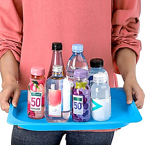 Elsjoy Set of 6 Plastic Activity Trays, 15 x 12 Colorful Art Trays Stackable Craft Trays, Arts and Crafts Organizer Trays Shallow Serving Platters for DIY Projects