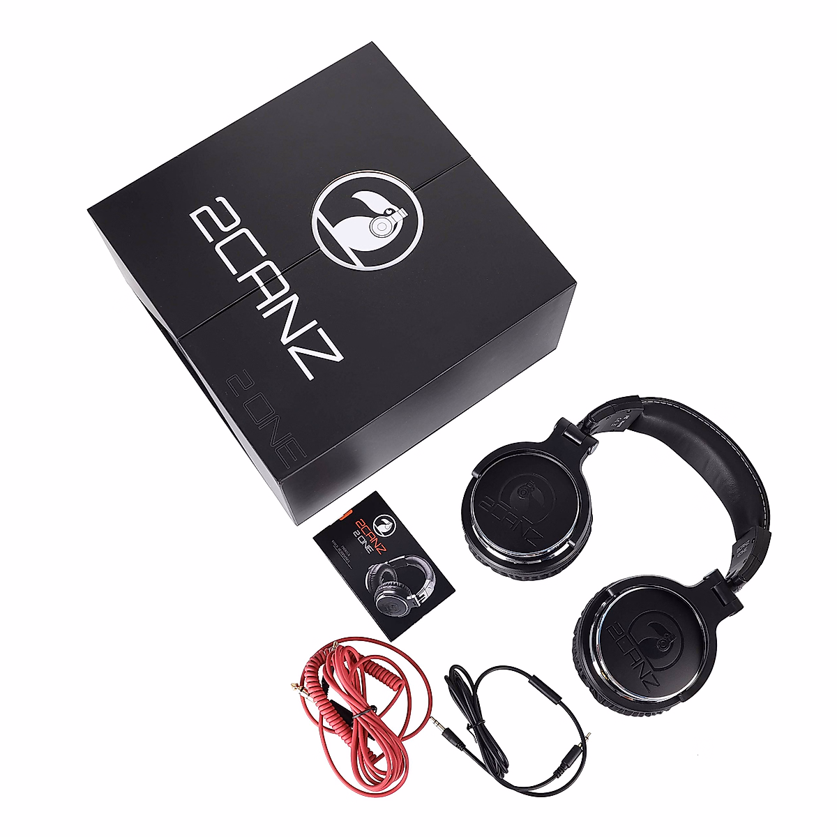 2CANZ Over-Ear Professional Wired DJ Headphones - 50mm Neodymium Drivers, Closed Back, Plush Comfrasoft Ear Cushions, 8-Way Adjustable Earpads, Foldable, and Joint Listening