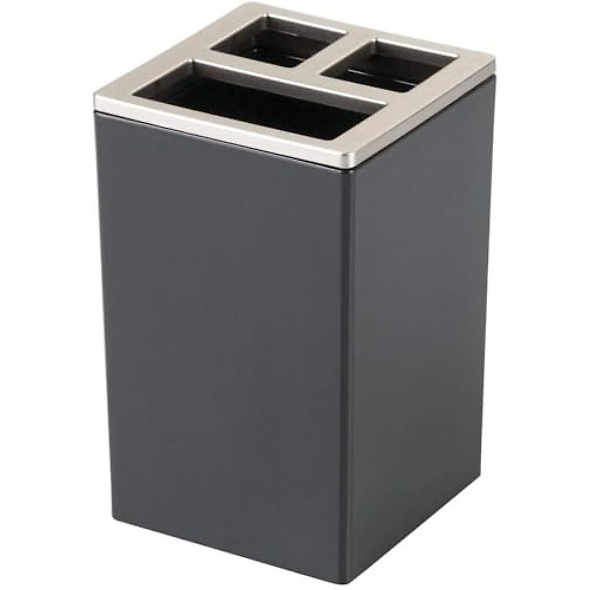 iDesign InterDesign Toothbrush Holder Stand for Bathroom Vanities-Black/Brushed Clarity