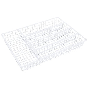 Rocky Mountain Goods Silverware Tray - Kitchen Drawer Organizer - 5 Compartments - Heavy Duty Coated Steel Construction - Clean Contemporary Look - Wire Frame - White - 14" x 10" x 1.75"