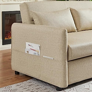 Angola AFLHYJK Khaki Fabric Leisure Convertible Two-seat Sofa Bed