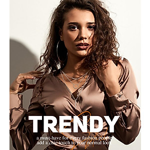 Boho Sterling Silver Dainty Layered Triple Layer Long Stacked Lariat Choker Stack Necklaces for Women Bar Circle Multi 3 Layering Chains