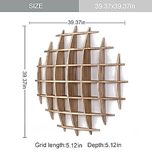 XIMSPHY Solid Wood Chinese Tea Cup Holder, Wall Mounted Teapot Display Stand, Wall Decoration Teaware Shelf Storage Rack for Living Room Kitchen Office Commercial (Carbonization Color, 39x39'')