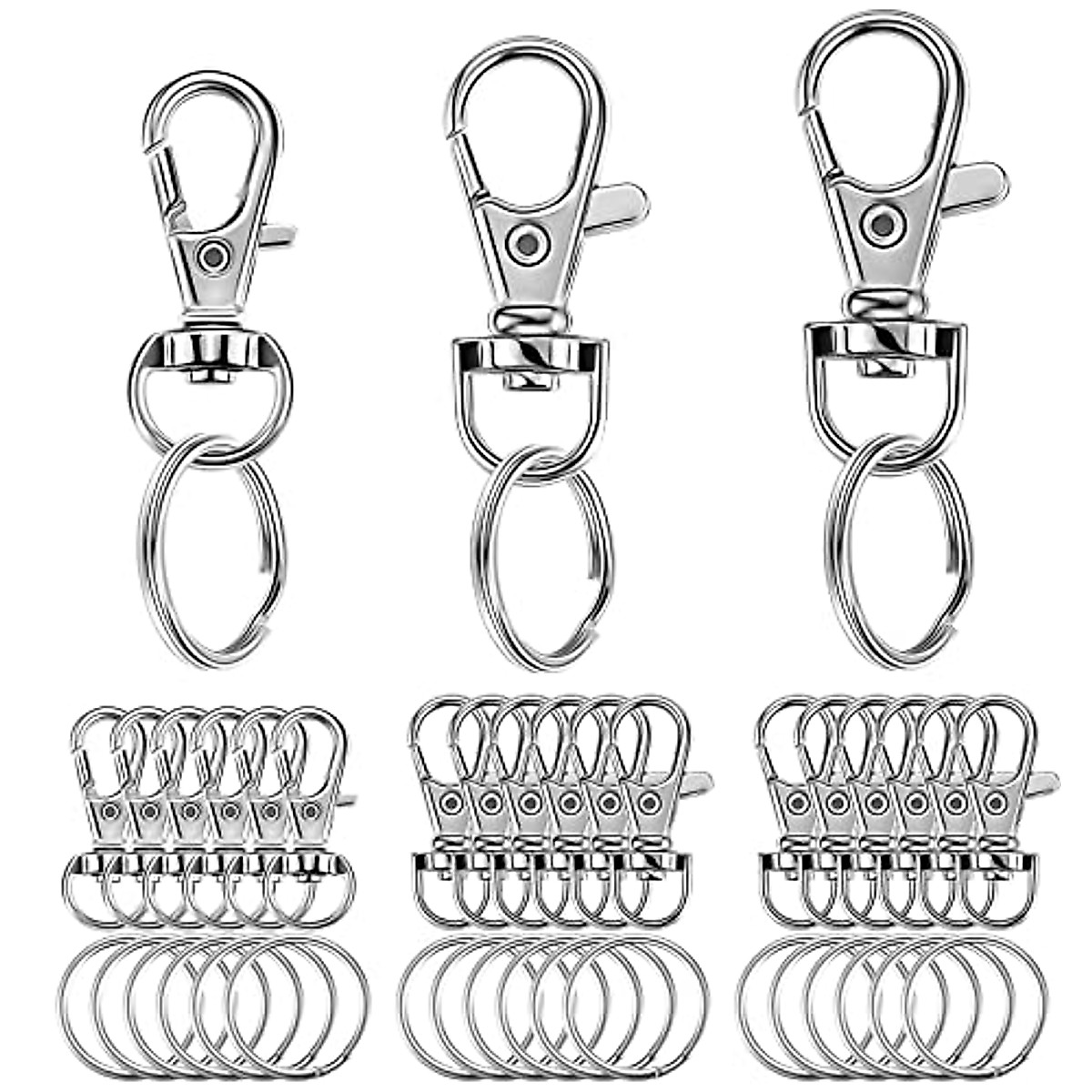 YHYZ Keychain Key Chain Rings Clips Swivel Bulk (40pcs), Small + Medium + Large, Swivel Lanyard Snap Hooks (Lobster Claw Clasp) with Rings, for Keychain Crafts Resin, Lanyard, Bag, Purse,Tag