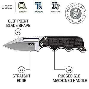 SOG Instinct Mini Small Fixed Blade Knife- 8.75 Inch x 1 Inch x 4 Inch Full Tang Adjustable Clip Belt or Boot Knife with Tactical Knife Sheath and Neck Knife Lanyard (NB1002-CP)