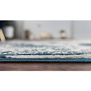 Rugs.com Monte Carlo Collection Rug – 5' x 8' Blue Medium Rug Perfect for Living Rooms, Large Dining Rooms, Open Floorplans