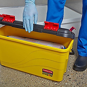Rubbermaid Commercial Products FGQ95088YEL HYGEN Storage and Charging Bucket for Microfiber Mops Yellow, 12.5" x 8.8" x 25.8"