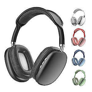 Upgrade P9 Pro Max Wireless Bluetooth Headphones with Soft Cotton Headband, Stereo Sound Over Ear Headset Sports Game Noise Cancelling Earphone Supports TF (White)