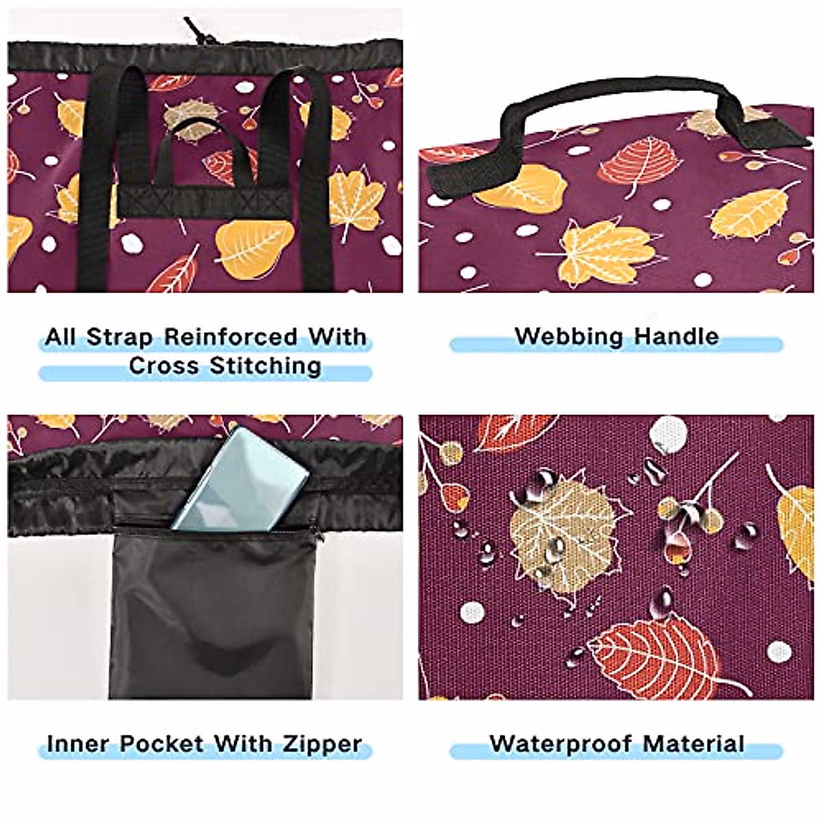 Cute Fall Thanksgiving Leaves Laundry Bag Heavy Duty Laundry Backpack with Shoulder Straps Handles Travel Laundry bag Drawstring Closure Dirty Clothes Organizer For Apartment College Dorm Laundromat