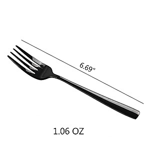 Teyyvn Black Stainless Steel Dessert/Salad Forks, Set of 16