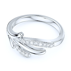 PRSTANI Sterling Silver Simulated Round Brilliant Cut Diamond Deer Reindeer Antler Style Promise Ring For Women (7)